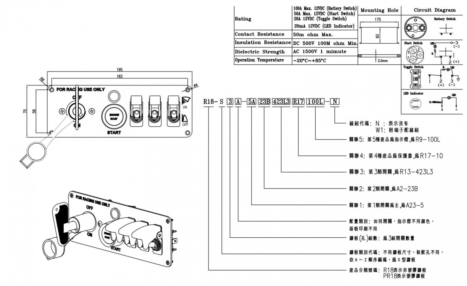 R18-S1A Control Panel Switch - SHIN CHIN INDUSTRIAL CO., LTD.